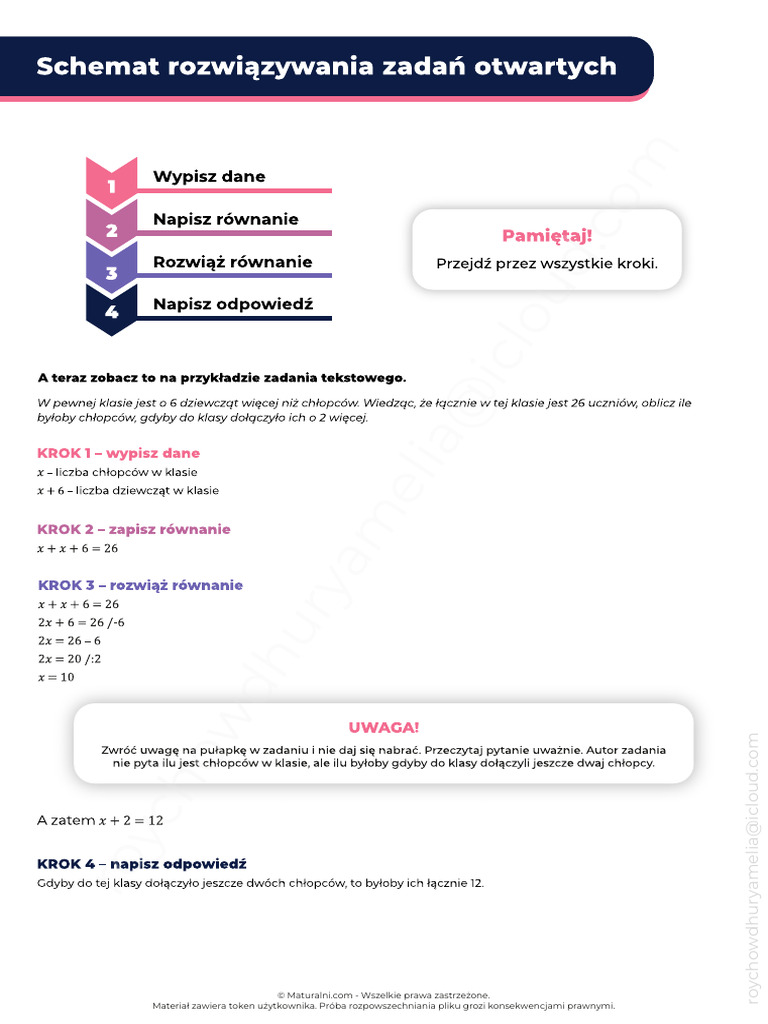 Schemat Rozwiazywania Zadań Otwartych - Mini Materiał | PDF