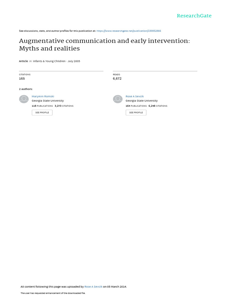 Augmentative Communication and Early Intervention | PDF