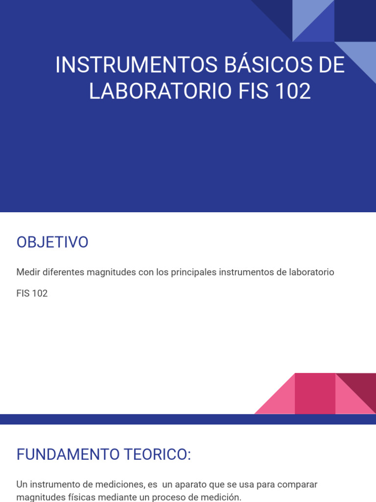 INSTRUMENTOS BÁSICOS DE LABORATORIO FIS 102 | PDF