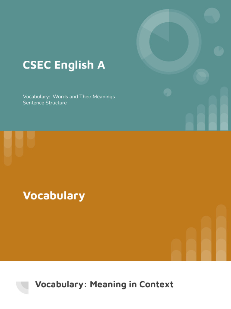 CSEC English A - Vocabulary & Sentences | PDF