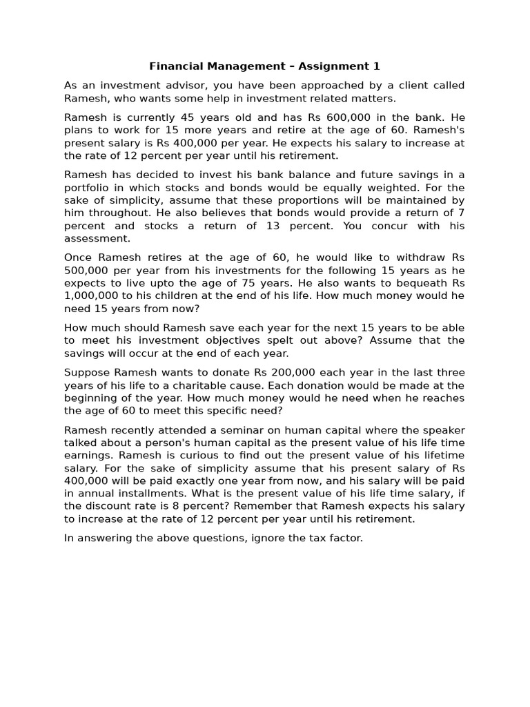 Financial Management - Assignments 2 | PDF