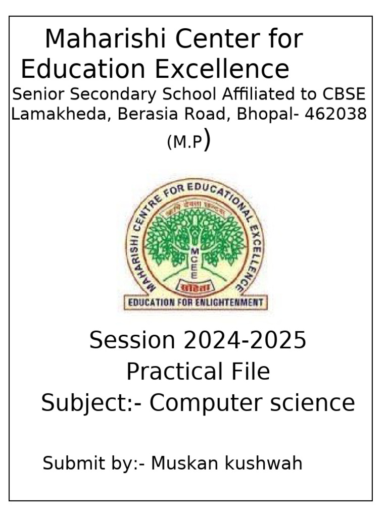 Computer Science Practical File 2024-25 | PDF