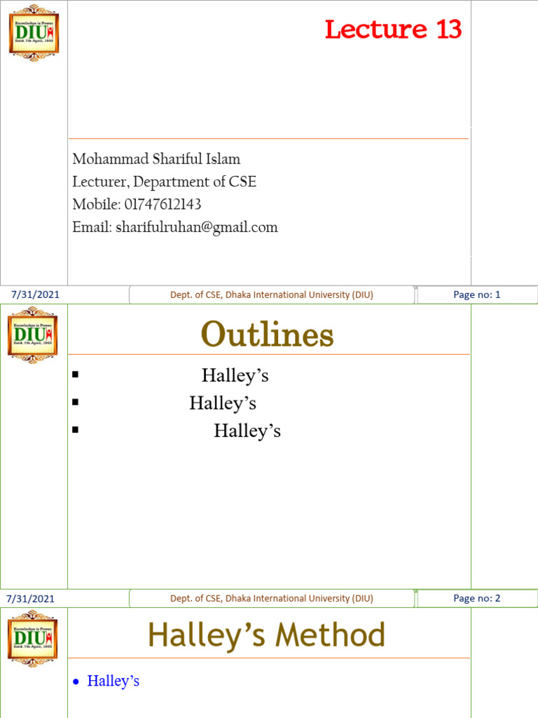 CSE 303 Lecture 13 Halley - S Method | PDF