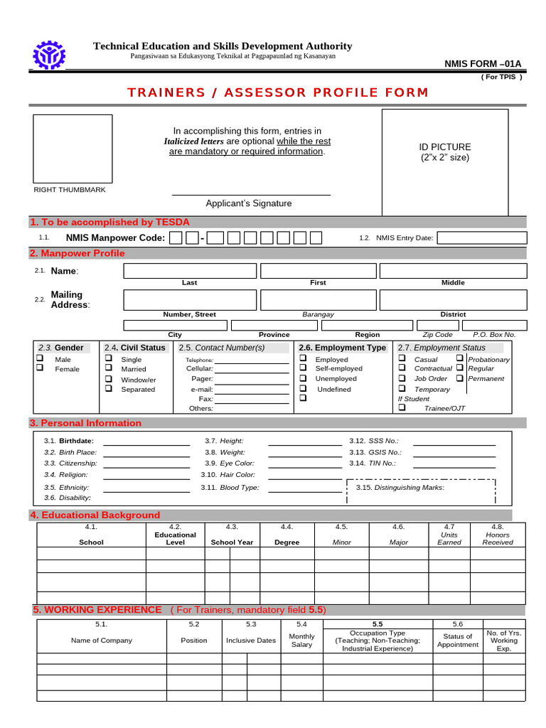 Trainers Profile Form-New | PDF