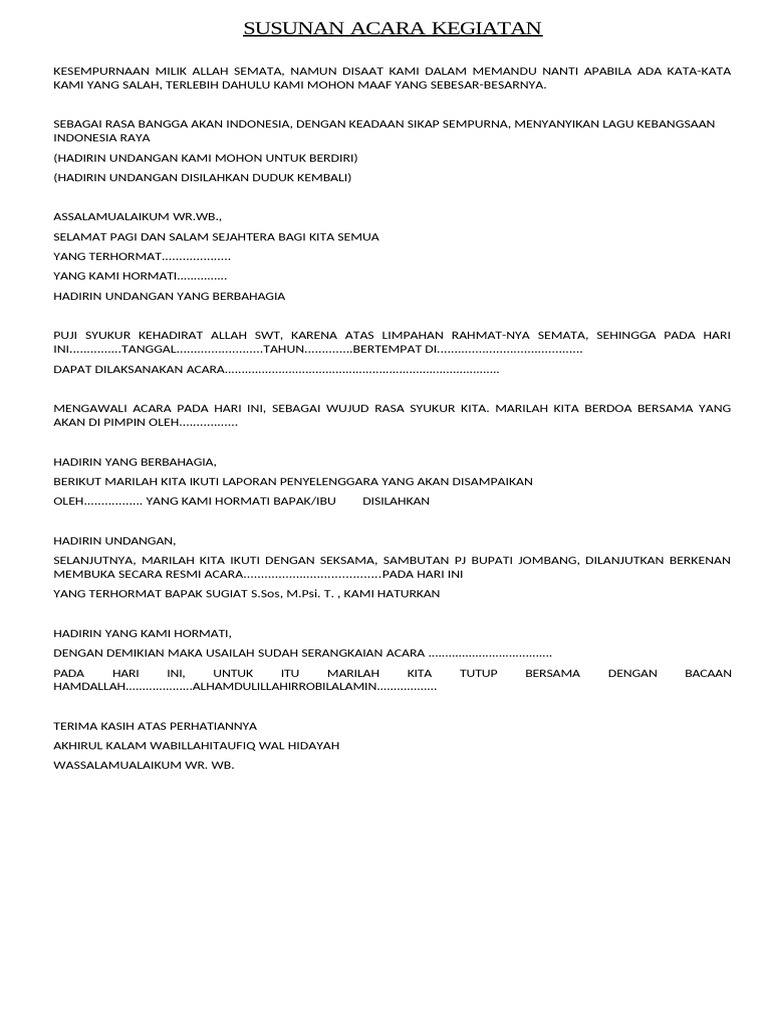 Susunan Acara MC | PDF