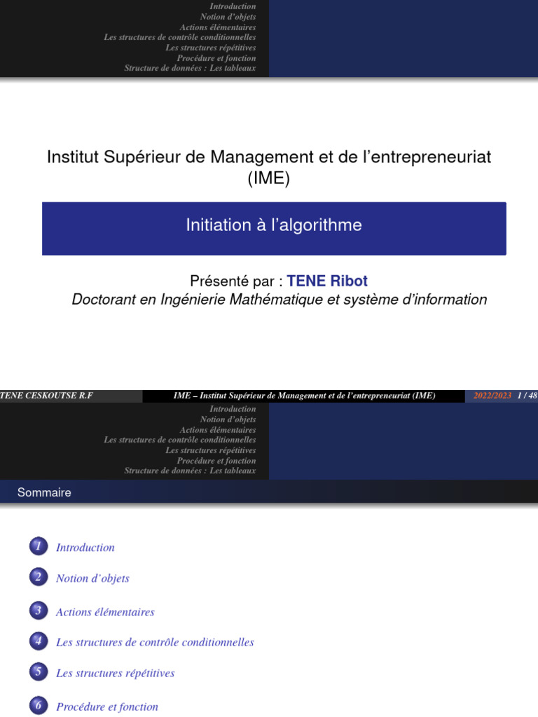 Algorithme de Base TENE | PDF
