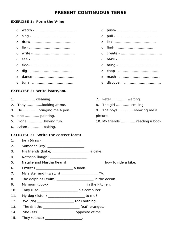 Present Continuous Tense | PDF