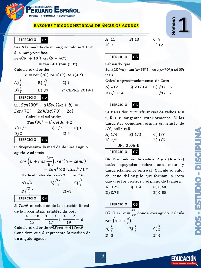 Geometria 4° Semana 04 Circulo Razones Trigonometricos | PDF