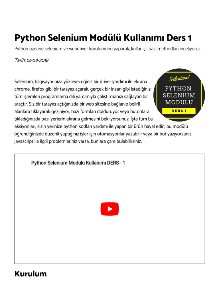 Selenium Modülü Kullanımı-1 | PDF