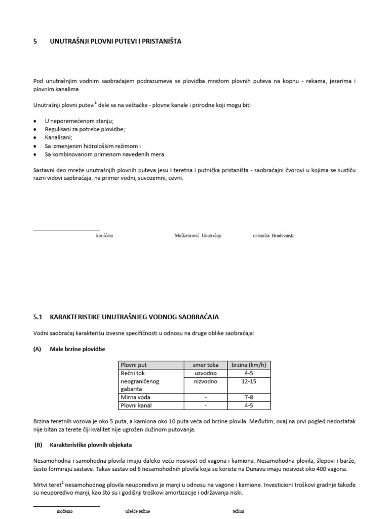 INF Predavanje 6 Plovni Putevi I Pristaništa | PDF