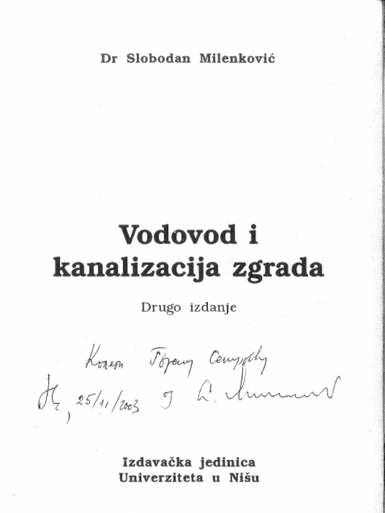 VODOVOD I KANALIZACIJA ZGRADA Slobodan Milenkovic | PDF