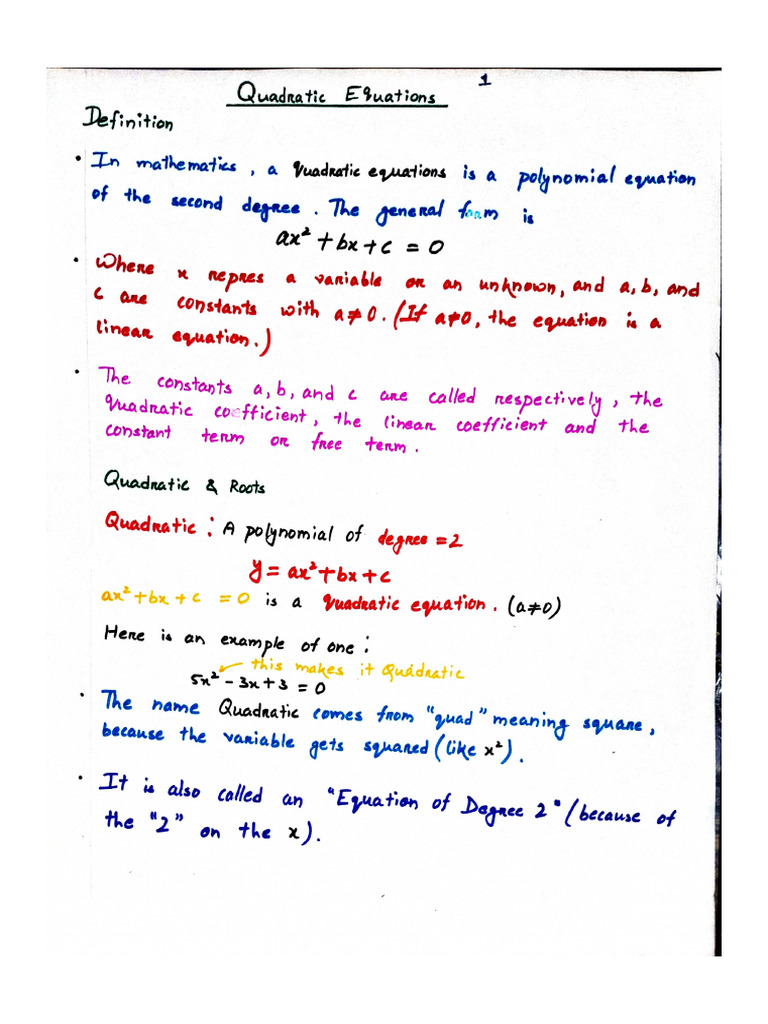 Class X Math Quadratic Equation Project | PDF