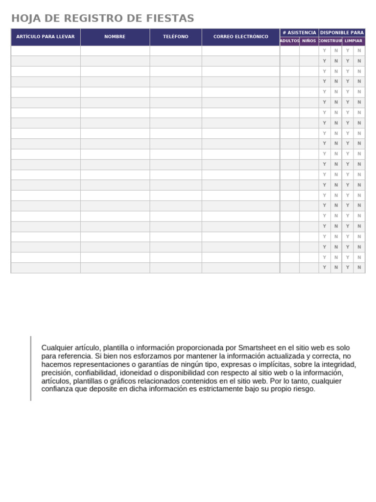 Hoja de Registro # Invitados | PDF