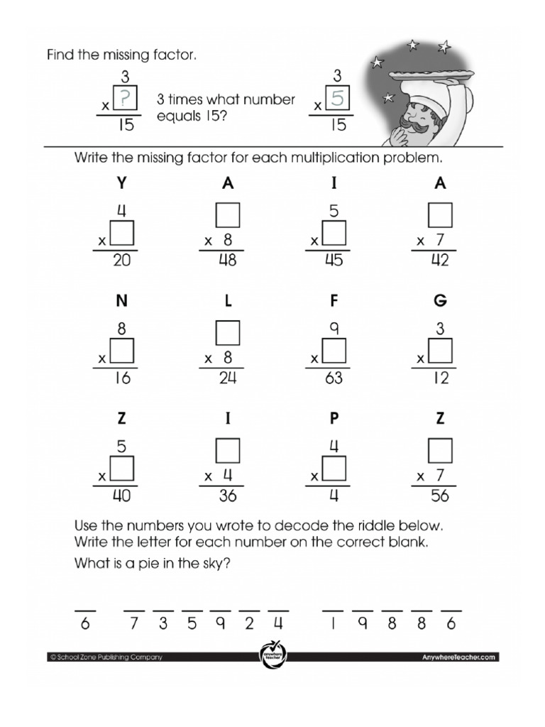 Write The Missing Factors - Printable Activities - Anywhere Teacher | PDF