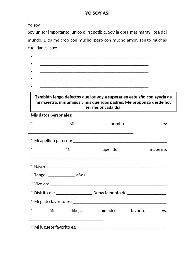 Yo Soy Asi- Tutotia Sesion 1 | PDF