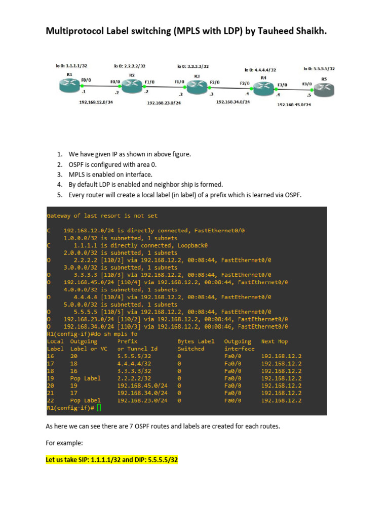 MPLS Multiprotocol Label Switching With LDP 1691981076 | PDF
