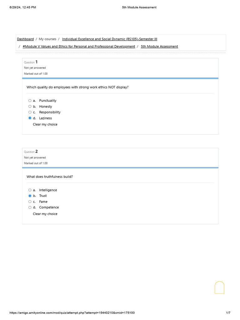 5th Module Assessment ind excellence | PDF