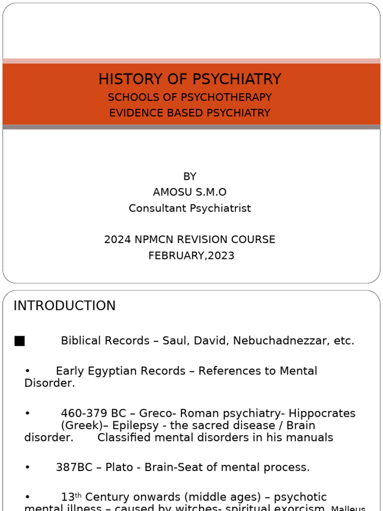 History of Psychiatry 2024 - Amosu | PDF | Psychoanalysis | Social Science