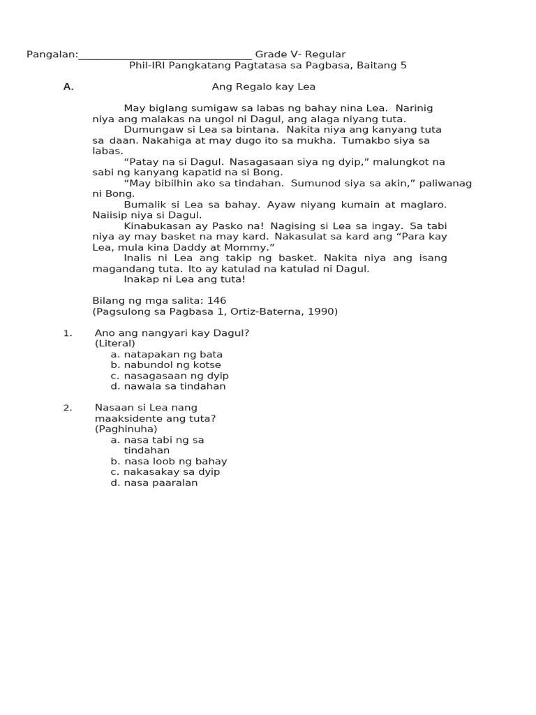 Grade 5 Group Screening | PDF