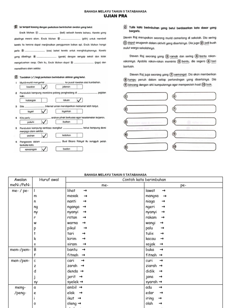 BM T5 Tatabahasa - Imbuhan | PDF