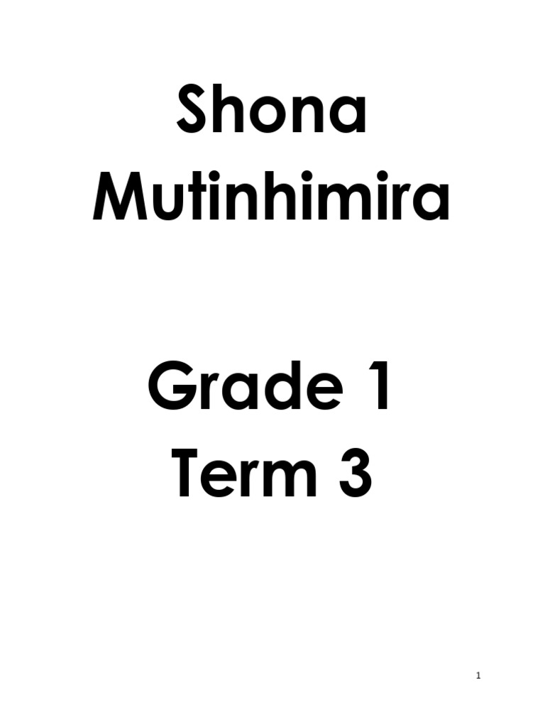 Shona Mutinhimira TERM 3 GRADE 1 | PDF