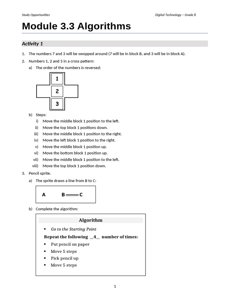 MOD 3.3 - Algorithms - ANSWERS | PDF | Teaching Methods & Materials