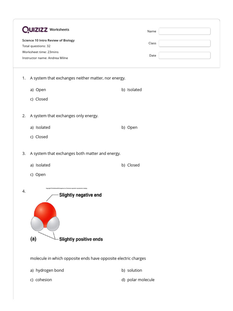 Science 10 Review-Biology 1 | PDF