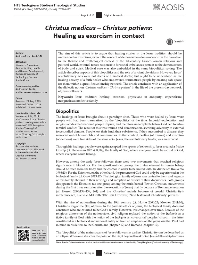 Christus Medicus - Christus Patiens Healing As Exorcism in Context ...