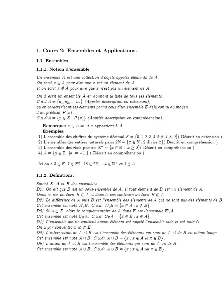 Ch. 2 Ensembles Et Applications. | PDF