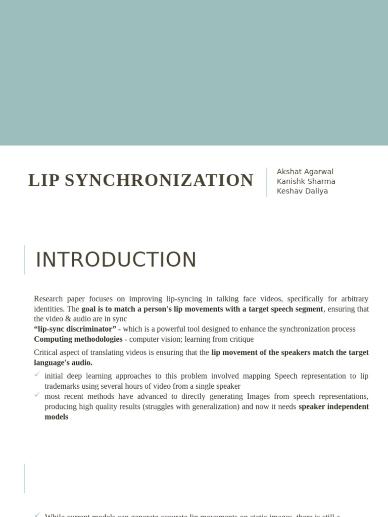 Lip Synchronization | PDF