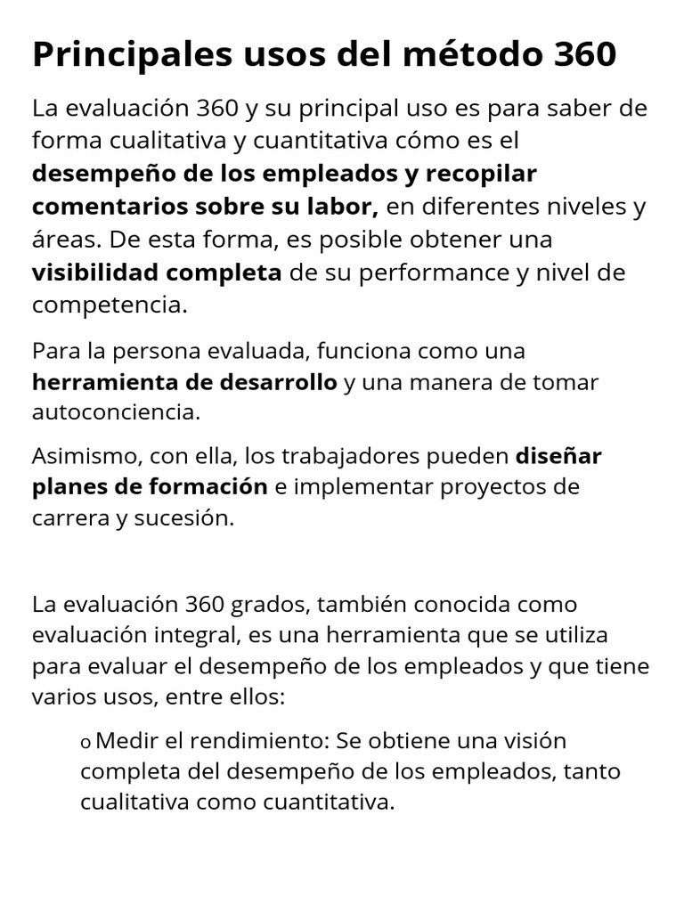 Principales Usos Del Método 360 | PDF