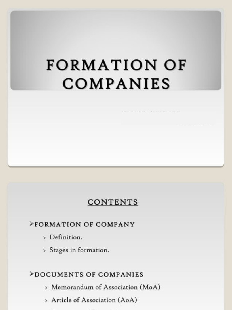 Formation of Companies | PDF