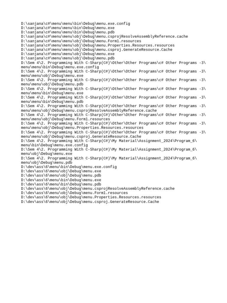 Menu Csproj FileListAbsolute | PDF