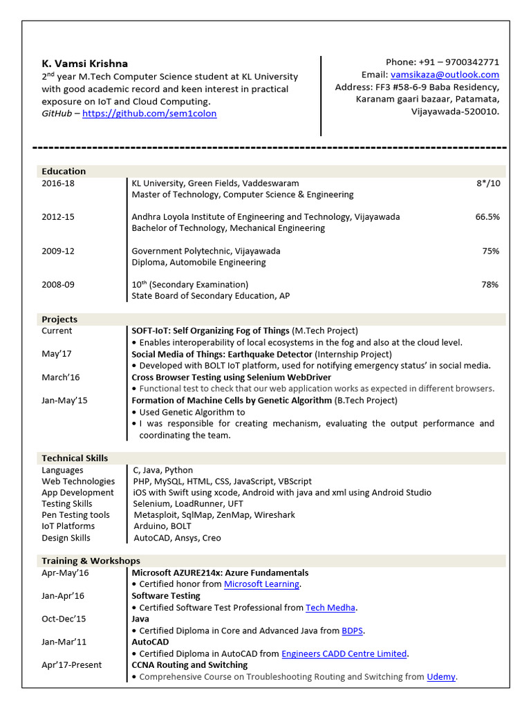 Resume Vamsi | PDF