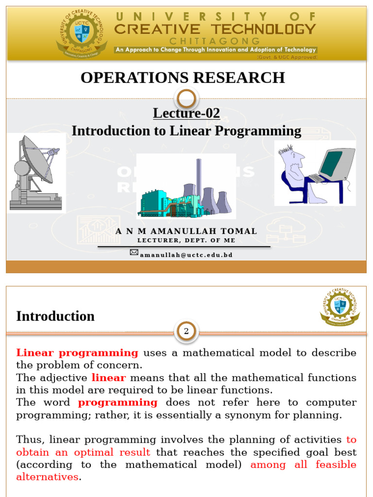 Introduction To Linear Programming | PDF | Linear Programming | Applied Mathematics