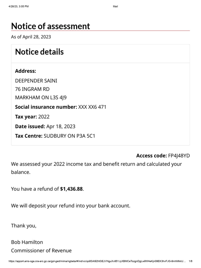 Notice of Assessment | PDF