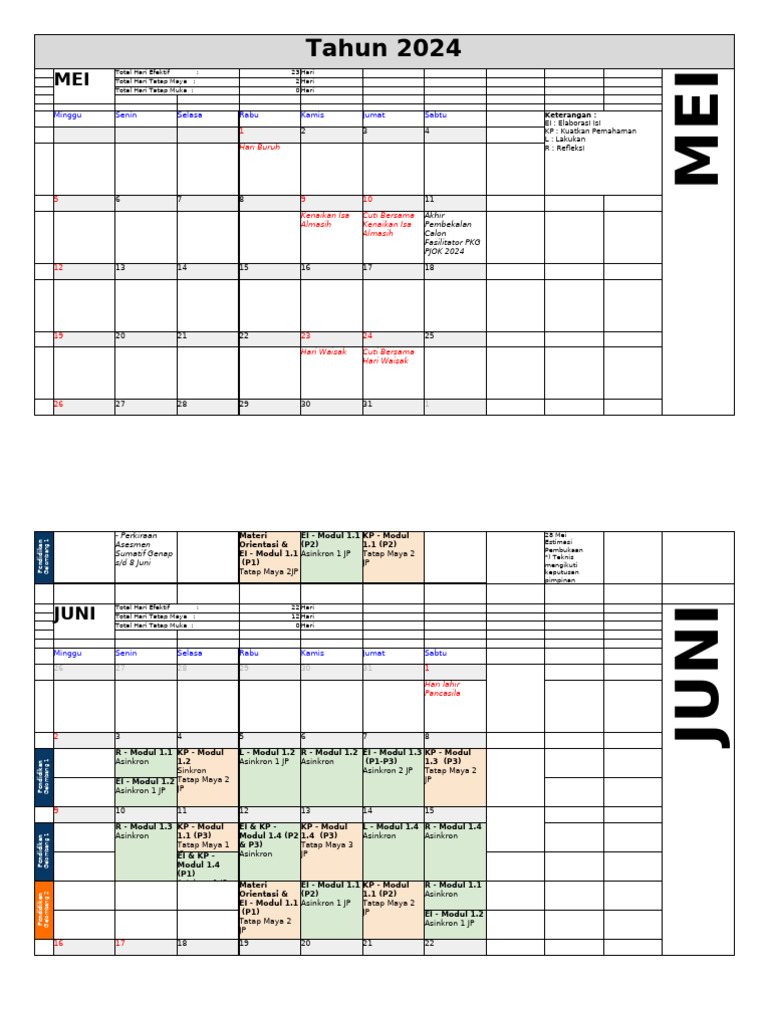 3. Kalender Pendidikan PKG PJOK 2024 | PDF