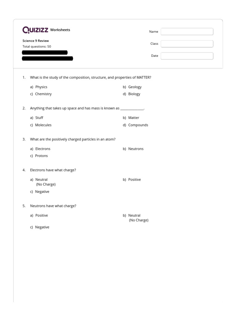 Science 9 Review 1 | PDF