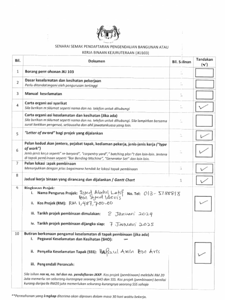 Senarai Semak Pendaftaran JKKP | PDF