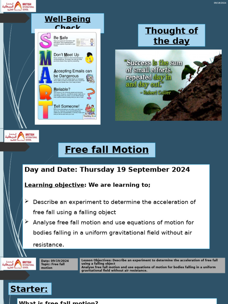 Gr-11 - Physics - Lesson 3 - Free Fall Motion | PDF