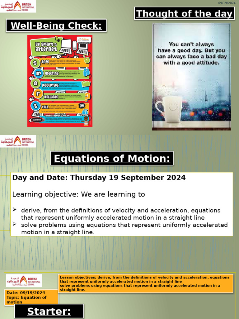 Gr-11 - Physics - Lesson 2 - Equation of Motions | PDF