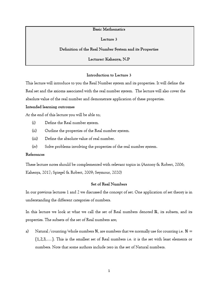 Basic Mathematics - Lecture 3 | PDF