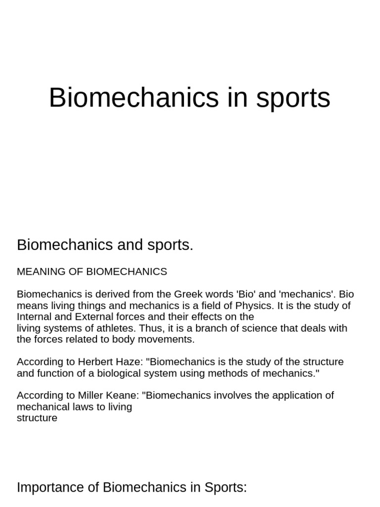 Biomechanics in Sports | PDF