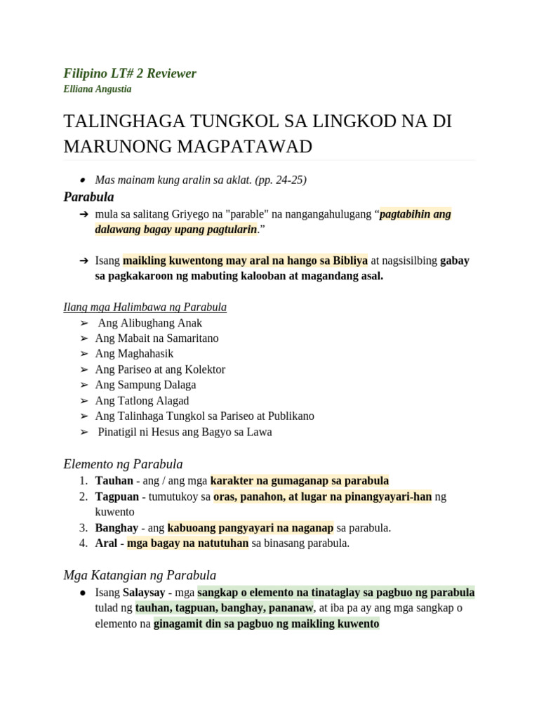 Fil Lt#2 - Reviewer | PDF