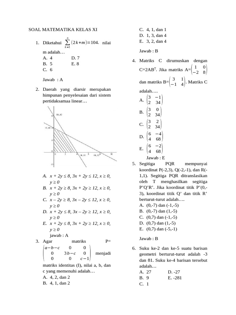 Soal Matematika Kelas Xi | PDF