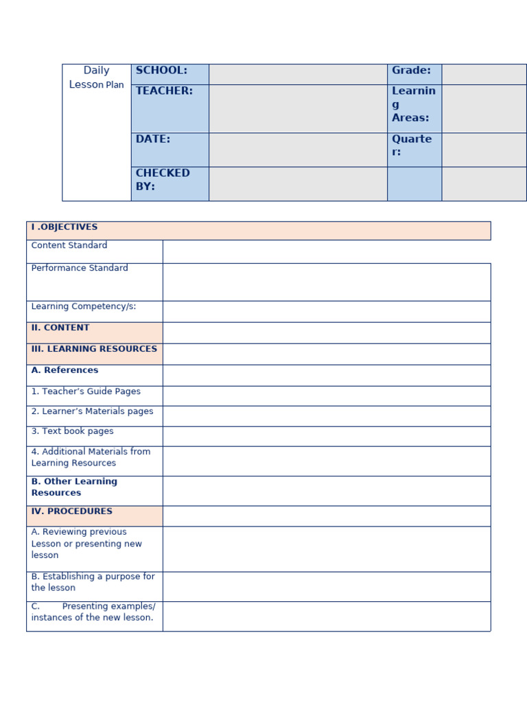 Daily Lesson Plan orig | PDF