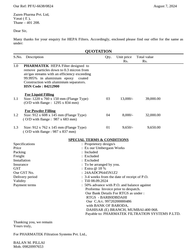 1.email Quotation | PDF