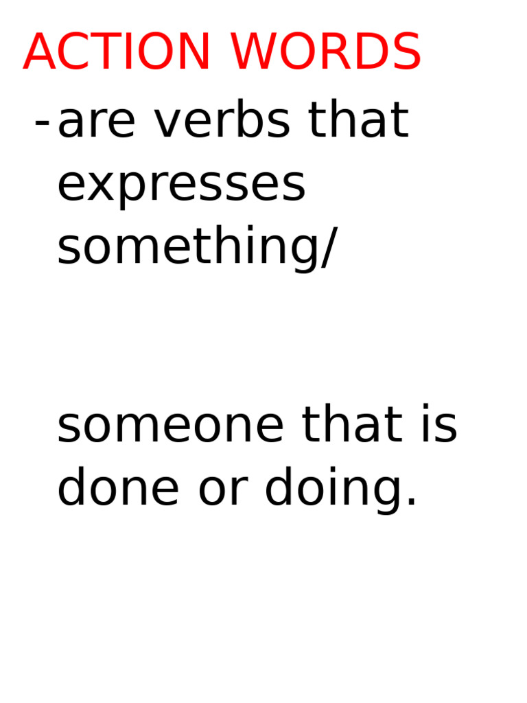 Action Words | PDF | Language Arts & Discipline