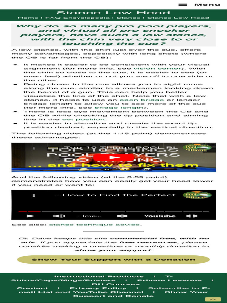 Stance Low Head - Billiards and Pool Principles | PDF | Career & Growth ...