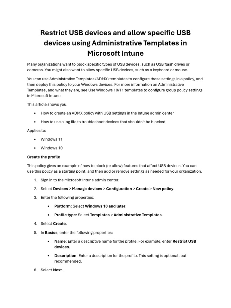 Restrict USB Devices | PDF